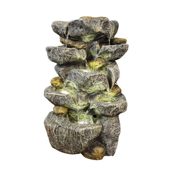 Polyresin Stacked Stone Fountain – Gasper Home & Garden