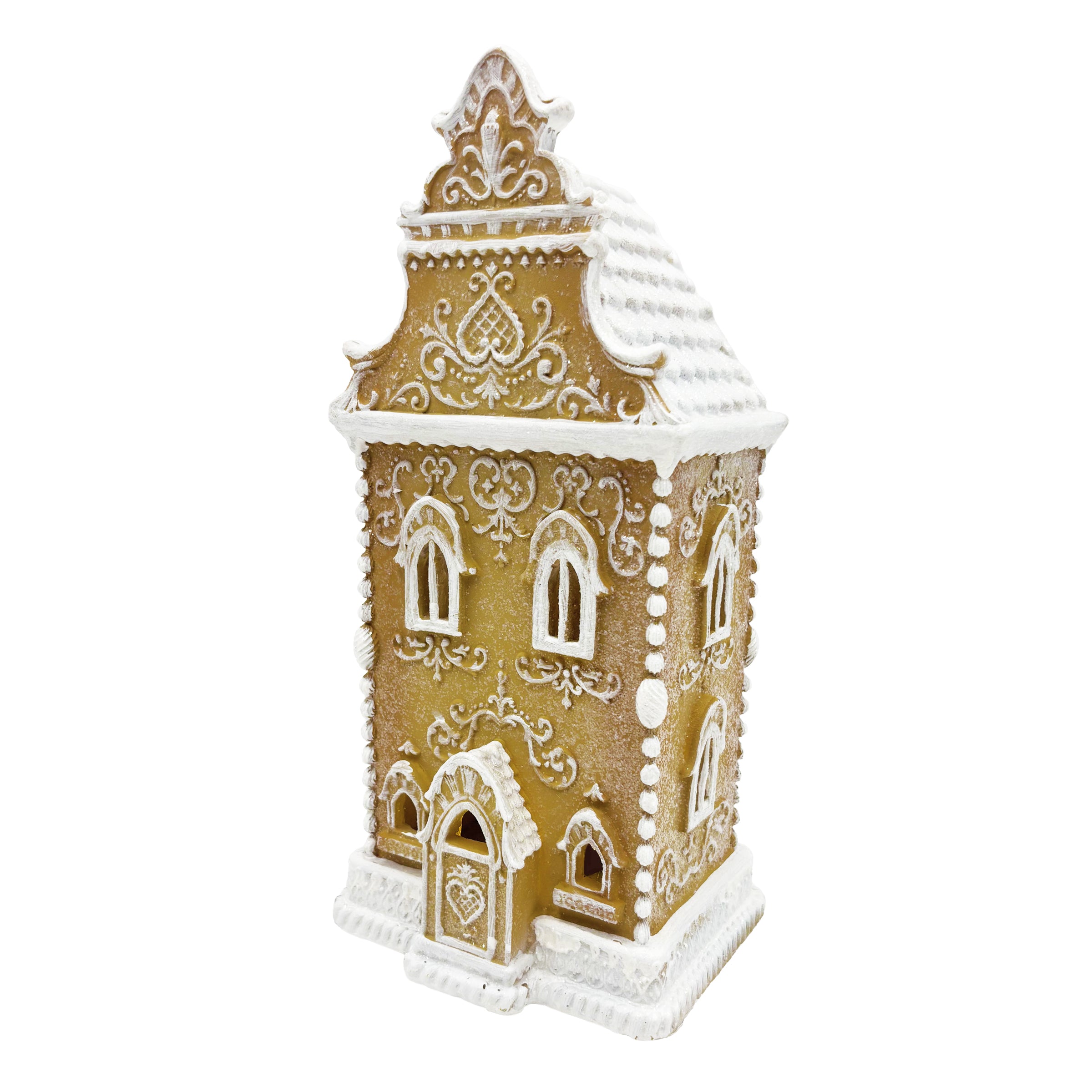 Lit Gingerbread Row House – Gasper Home & Garden